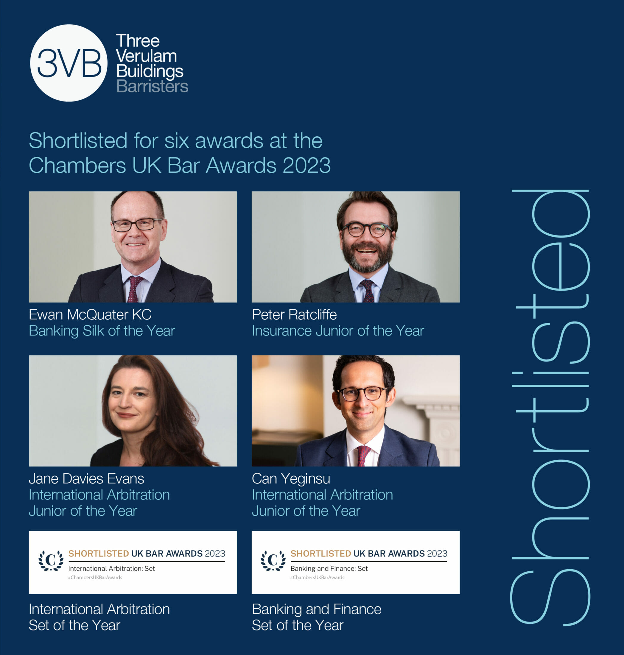 3VB Shortlisted for Chambers UK Bar Awards 2023 | 3VB